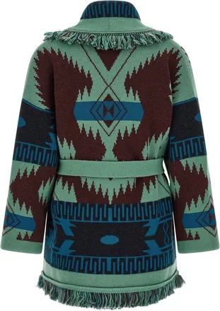 Alanui Double Jacquard Cashmere Cardigan - Green