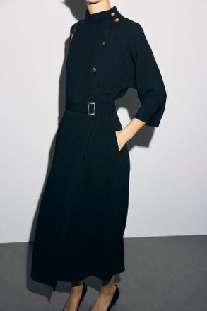 Gerard Darel Robe midi &agrave; col montant et boutons dor&eacute;s - CAPU - Noir