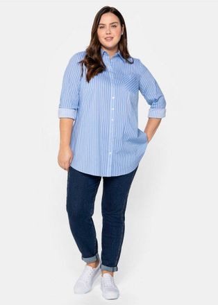 Sheego Klassische Bluse Longbluse Langarm