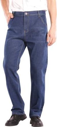 Generic Jean élégant et tendance en denim avec poches pour homme, coupe décontractée, doux et extensible pour homme, pantalon décontracté, bleu, 5XL