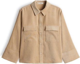 OPUS Langarmbluse aus Cord Regular Fit Pattentaschen