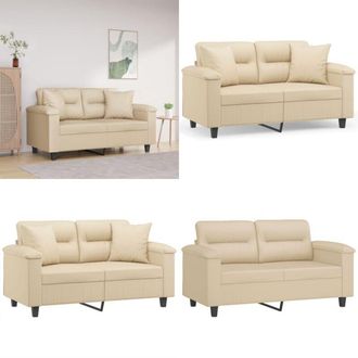 vidaXL Vidaxl - 2-Sitzer-Sofa mit Kissen Creme 120 cm Mikrofasergewebe - Mikrofaser Sofa - 2-Sitzer Sofa - Wohnzimmersofa - Creme Sofa - Gemütliches Sofa