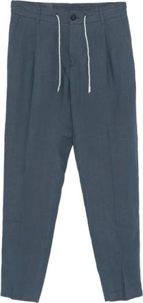 Eleventy Homme, Pantalons, Bleu, Taille: W32 Pantalon en Lin &agrave; Cordon de Serrage