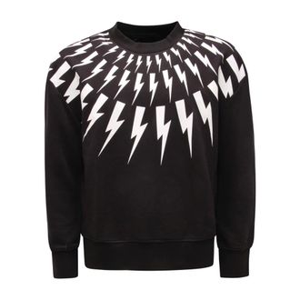 Neil Barrett Homme, Sweatshirts et sweats à capuche, Noir, Taille: 2XL SweaT-shirt Fair-Isle Thunderbolt