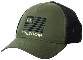 Under Armour Mens Freedom Trucker Hat, (391) Marine OD Green/Black/Desert Sand, One Size Fits All