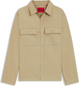 HUGO BOSS Herren Epoldo Oversized Hemd aus Baumwoll-Gabardine mit Brusttaschen Beige XXL