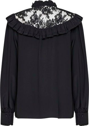 Chlo&eacute; Lace-Yoke Ruffled Blouse - Black