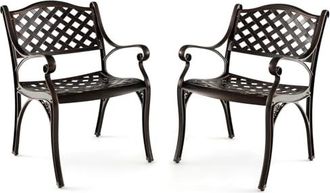 Costway Lot de 2 Chaises de Jardin en Fonte dAluminium, Chaises de Salle &agrave; Manger dExt&eacute;rieur pour Toutes Saisons, Chaises de Bistro avec Coussinets R&eacute;glables,