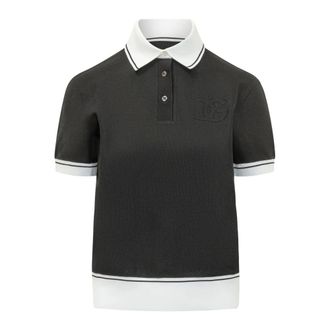 Dolce & Gabbana Femme, Tops, Noir, Taille: 36 FR Polo Piqu&eacute; avec Broderie