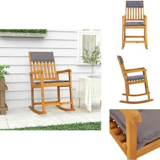 vidaXL Vidaxl - Schaukelstuhl mit Kissen Massivholz Akazie - Holz Schaukelstuhl - Gartenstuhl - Akazienschaukel - Outdoor M&ouml;bel - Lounge Sessel