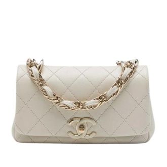 Chanel Pre-owned Vintage Quilted Lambskin Crossbody - Femme - Pre-owned - Blanc - Taille: ONE Size