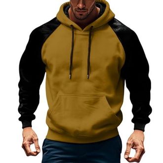 Generic Sweat à capuche en daim synthétique pour homme - Style vintage - Style décontracté - Veste dhiver - Deux tons - Épais - Travail, jaune, 4XL