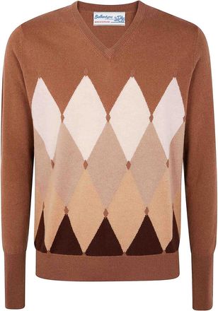 Ballantyne V-Pullover - Braun