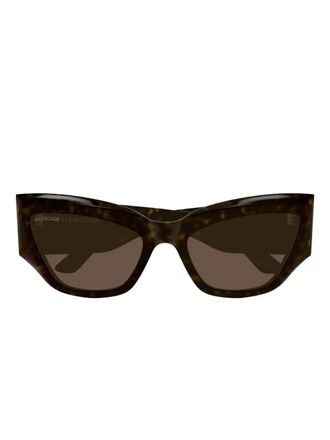 Balenciaga lunettes de soleil BB &agrave; monture g&eacute;om&eacute;trique et logo - Marron