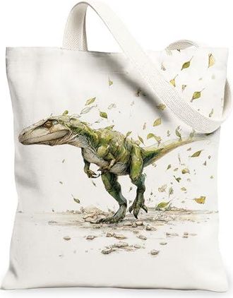 Generic Sacs fourre-tout en toile avec motif dinosaure, respectueux de lenvironnement, l&eacute;gers et lavables, sacs d&eacute;picerie pour lext&eacute;rieur, les voyages et le s