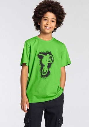 Kidsworld T-Shirt Biker - Druck Kurzarm, Basic-Passform, mit stylischem Druck, Rundhalsausschnitt
