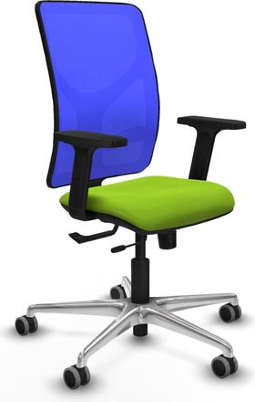 Piqueras y Crespo Atmungsaktiver B&uuml;rostuhl mit 2D-Armlehnen, h&ouml;henverstellbare Lendenwirbelst&uuml;tze, ausgestattet mit Syncro/Translack und Schneideschaum, Blau/Pistazie