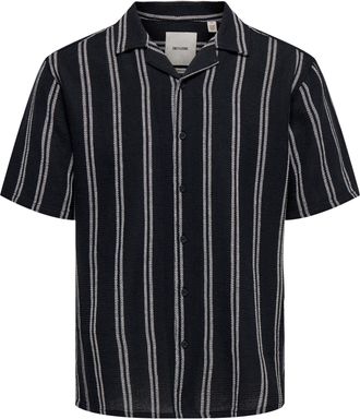 Only & Sons Unisex Onstrev Life Reg Struc Stripe Ss Shirt Hemd, Dark Navy, XXL