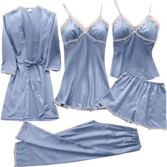 Generic Pyjama Chaud Et Doux Pyjama Femme Sexy Pantalon Ensemble De Lingerie Sexy pour Femmes Jarretelles Robes Body en Dentelle sous-vêtements à Col en V Com