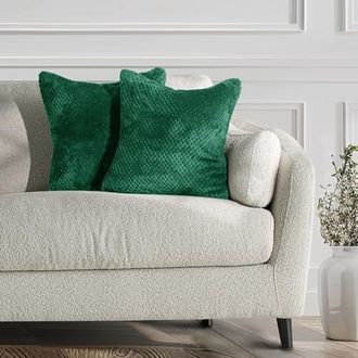 Decoking 2tlg 2 Kissenbez&uuml;ge 45x45 cm Mikrofaser Rei&szlig;verschluss Fleece Kissenh&uuml;llen flaschengr&uuml;n Henry