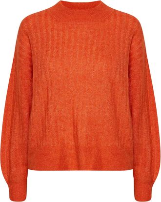 Ichi IHKAMARA LS5 Damen Strickpullover Strickpullover mit Turtleneck und Ballonärmeln Regular-Fit, Größe:2XL, Farbe:Koi (171452)