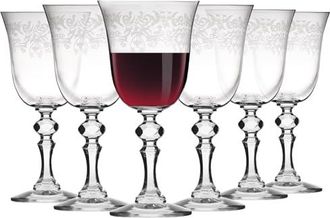 Krosno Rotweingl&auml;ser 250 ml - 6er Set - Krista Deco Kollektion - Bleifreies Kristallglas - Elegantes, Klassisches Design mit Farblosem Muster