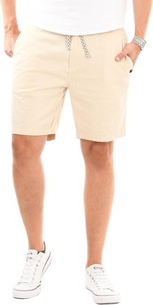 Indicode Herren Shorts (S-5XL) - Leichte Sommerhose aus Leinen-Baumwoll-Mix, Atmungsaktiv, Tunnelzug, 4 Taschen, Bequeme Freizeithose, Kurze Hose Herren - B794