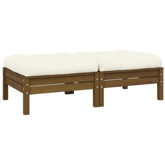 vidaXL Canap&eacute; 2 places de jardin et coussins cr&egrave;me bois de pin solide vidaXL