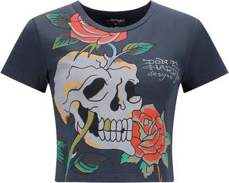 Ed Hardy T-Shirt Totenkopf Kletterrose