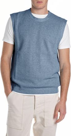 Replay Herren UK4709 Pullunder, M28 Jeans Melange, X-Small