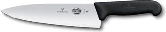 Victorinox by Swiss Army Fibrox Couteau de chef, Large couteau universel pour viande, poisson, l&eacute;gumes et herbes, 20 cm, Lame lisse, Tranchant, Inox, Noir