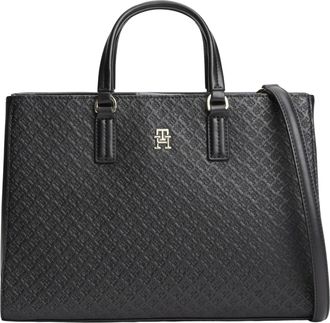 Tommy Hilfiger Damen Th Daily Satchel Mono Aw0aw18418 Ranzen, Black (Black)