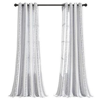 Lush Décor Hygge Fenstervorhang, Vorhänge, Fensterdekoration, gestreift, 213,4 x 132,1 cm, Marineblau und Weiß, 2 Stück