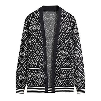 Generic Cardigan pour homme - Loisirs - Poche - Veste fine - Blouse - Manteau - Cardigan, Noir, 3XL