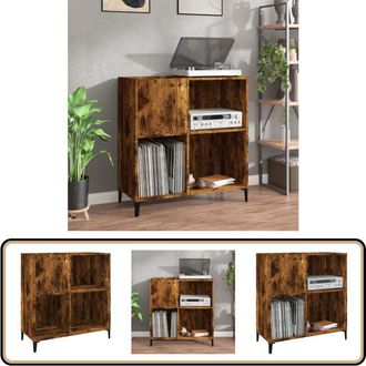vidaXL Plattenschrank R&auml;uchereiche 84,5x38x89 cm Holzwerkstoff - Plattensammlung - Vinylregal - HiFi Regal - Wohnzimmerschrank - Sideboard