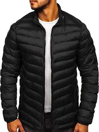 BOLF Homme Veste de transition matelassee Col montant Blouson avec fermeture eclair Doudoune Zipe Temps libre Sport Basic Outdoor Casual Style SM70 Noir XX