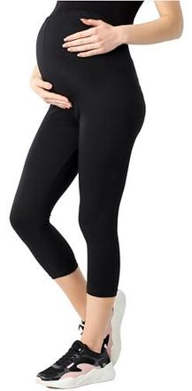 Be Mammy Legging Maternit&eacute; 3/4 en Bio-Coton Femme BE20-284 (Noir, M)