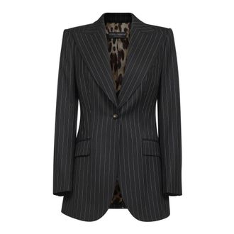 Dolce & Gabbana Einreihige Nadelstreifen-Wolljacke - - Jackets - Damen - Schwarzk - XL
