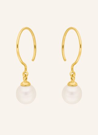 Leaf Ohrh&auml;nger Single Pearls aus14 Karat Gelbgold gold