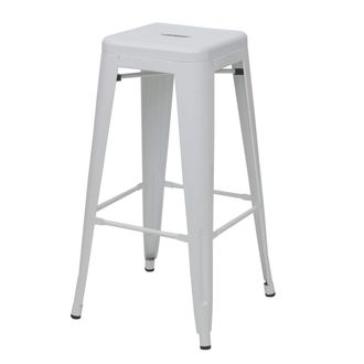 Mendler 4er-Set Barhocker HWC-A73, Barstuhl Tresenhocker, Metall Industriedesign stapelbar - wei&szlig;