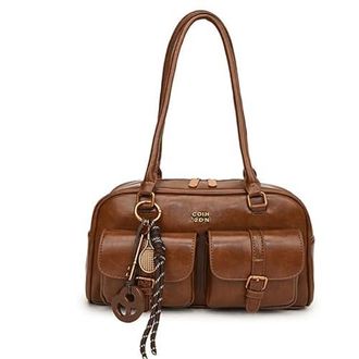 Generic Sac &agrave; bandouli&egrave;re en cuir PU avec pendentif pour femme - Style r&eacute;tro - Sac &agrave; main d&eacute;contract&eacute; pour voyage et rendez-vous galant - Marron