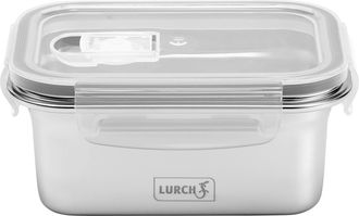 Lurch 240890 Lunchbox Safety/Aufbewahrungsbox aus hochwertigem Edelstahl mit BPA-freiem Kunststoffdeckel 500ml, Silber