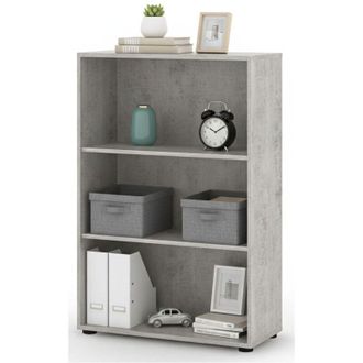 Dmora Leporano B&uuml;cherregal, 4 B&ouml;den, freistehend, Zementstruktur-Farbverlauf, 79x34x118h cm, Wei&szlig;