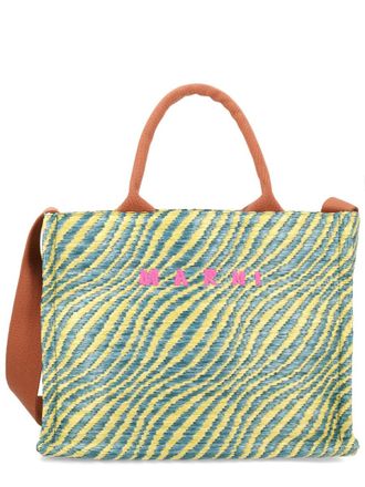 Marni Womens Tote Bag With Logo Green Polyamide Handbags Hand