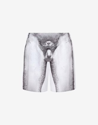 Moschino Ba&ntilde;ador b&oacute;xer de nylon estampado - Blanc