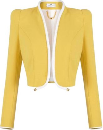 Elisabetta Franchi Femme, Vestes, Jaune, Taille: 38 FR Veste L&eacute;g&egrave;re en Cr&ecirc;pe