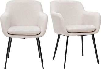 Miliboo Amika St&uuml;hle aus strukturiertem Velours-Effekt, Beige und Metall, Schwarz, 2 St&uuml;ck