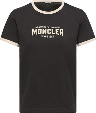 Moncler Moncler Flock Logo Jersey T-shirt, Women, Black, Size: Xl