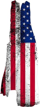 Ocean Plus Damen Muster Maxikleid V-Ausschnitt Kleid mit Stecktaschen und Weitem Rock (XL, Sterne und Streifen)