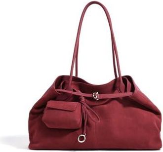 Generic JCVBN Grand sac &agrave; main dhiver en daim de vachette pour femme avec mini sac &agrave; main camel mat, Rouge